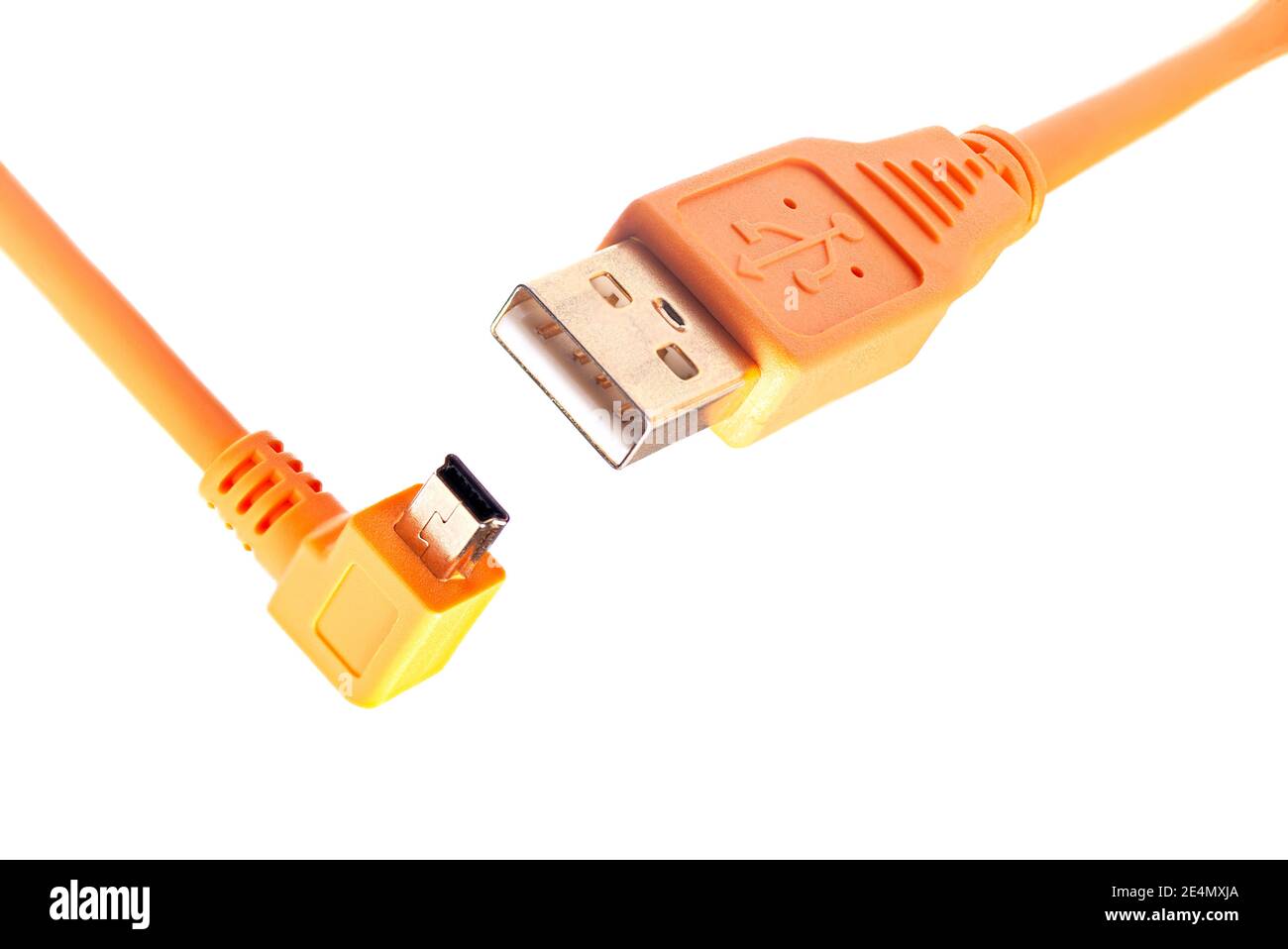Orange USB cable isolated on white background Stock Photo - Alamy