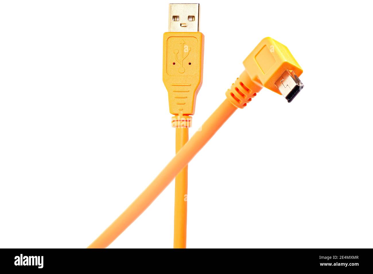 Orange USB cable isolated on white background Stock Photo - Alamy