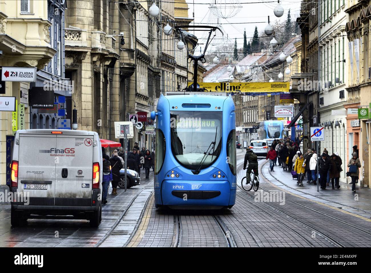 Blue tram in Ilica street in Zagreb, Croatia Stock Photo - Alamy