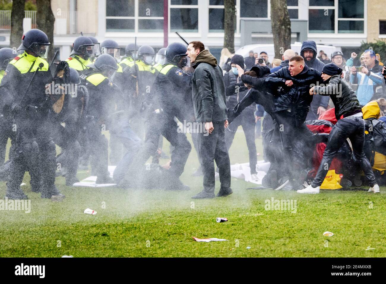 Riots on the museum square, during the demonstration in Amsterdam ...