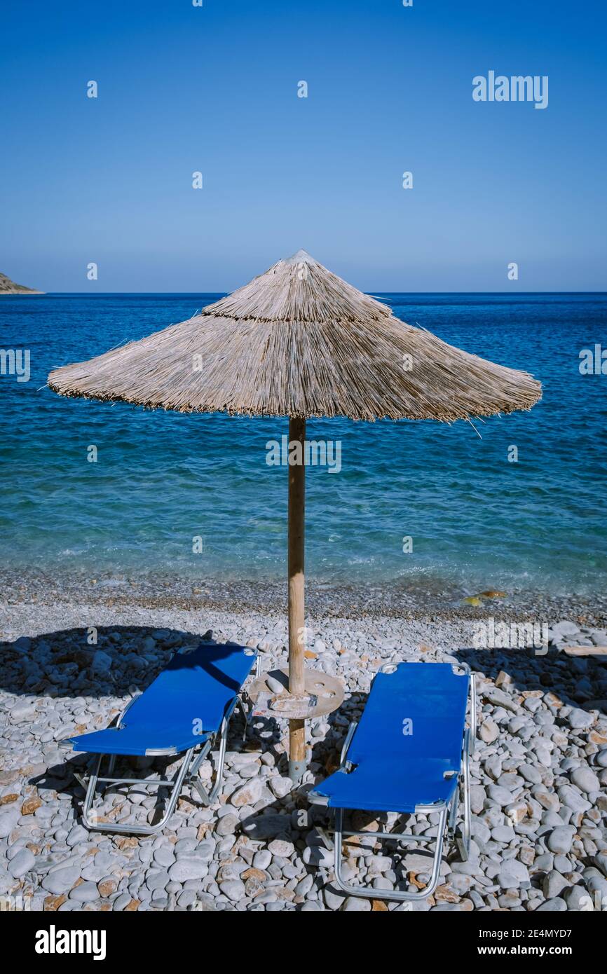 Crete Greece Plaka Lassithi with is traditional blue table and chairs ...