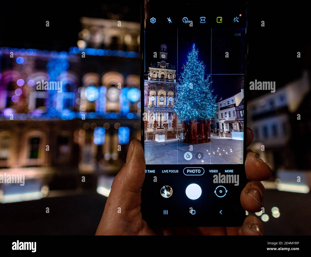 mobile phone christmas tree Stock Photo - Alamy