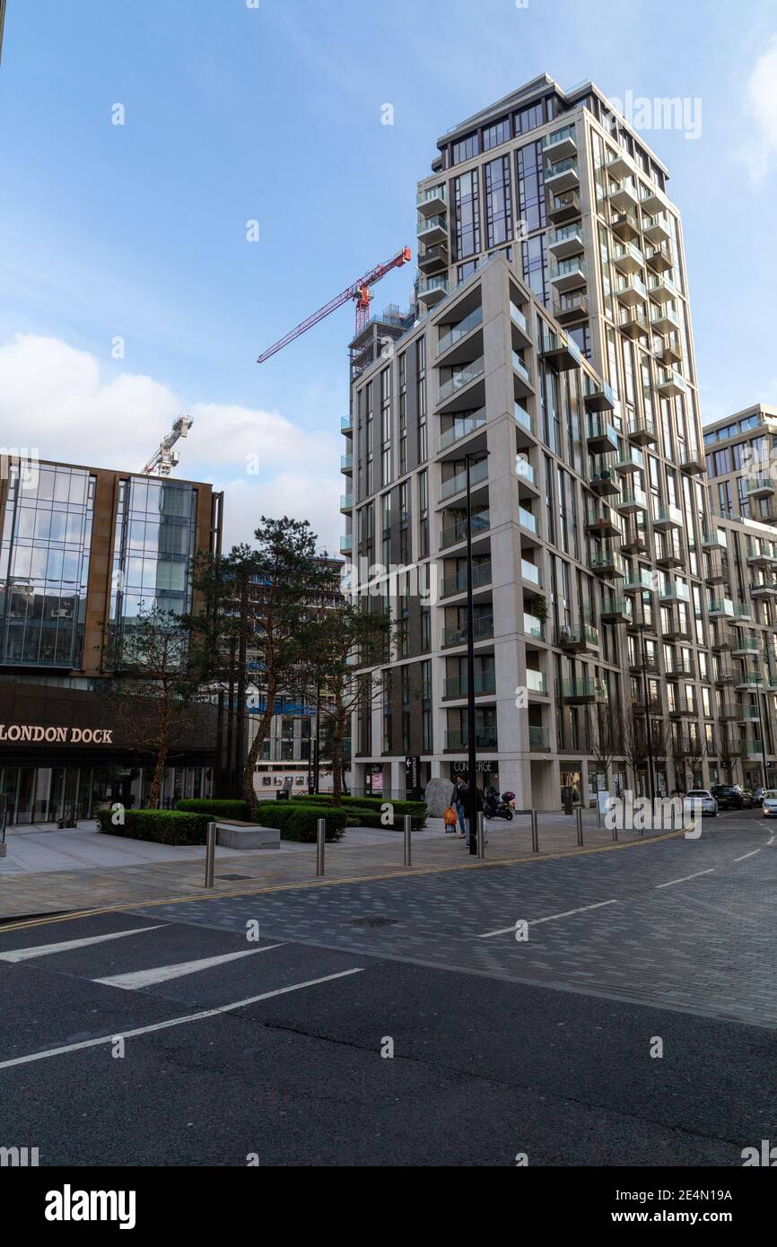 Construction site at London Dock, Wapping London Stock Photo - Alamy