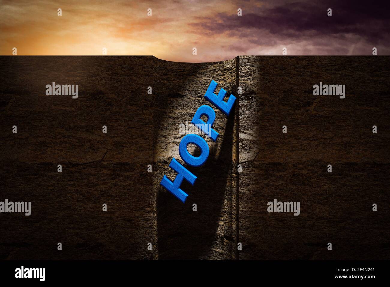 Hope falling into a hole demonstrating lost hope concept. 3D ...