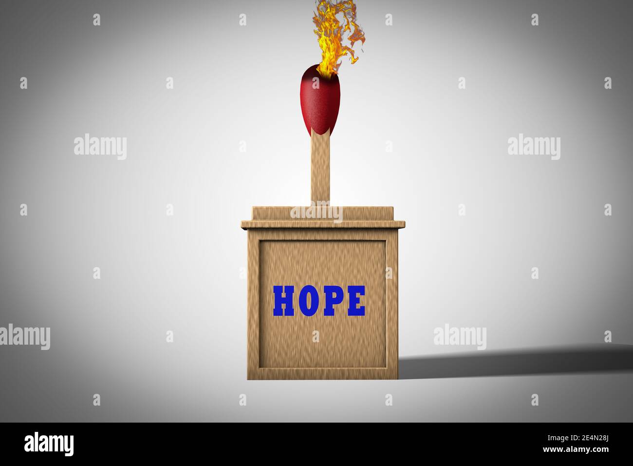 A hopeful match catches fire demonstrating lost hope concept. 3D ...