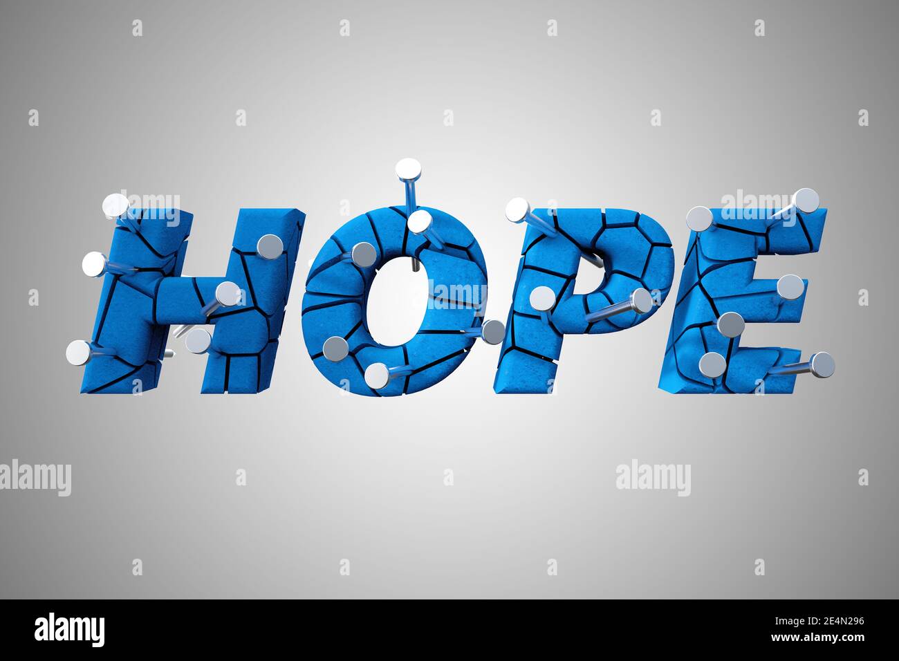 Hope nailed with nails demonstrating lost hope concept. 3D illustration ...