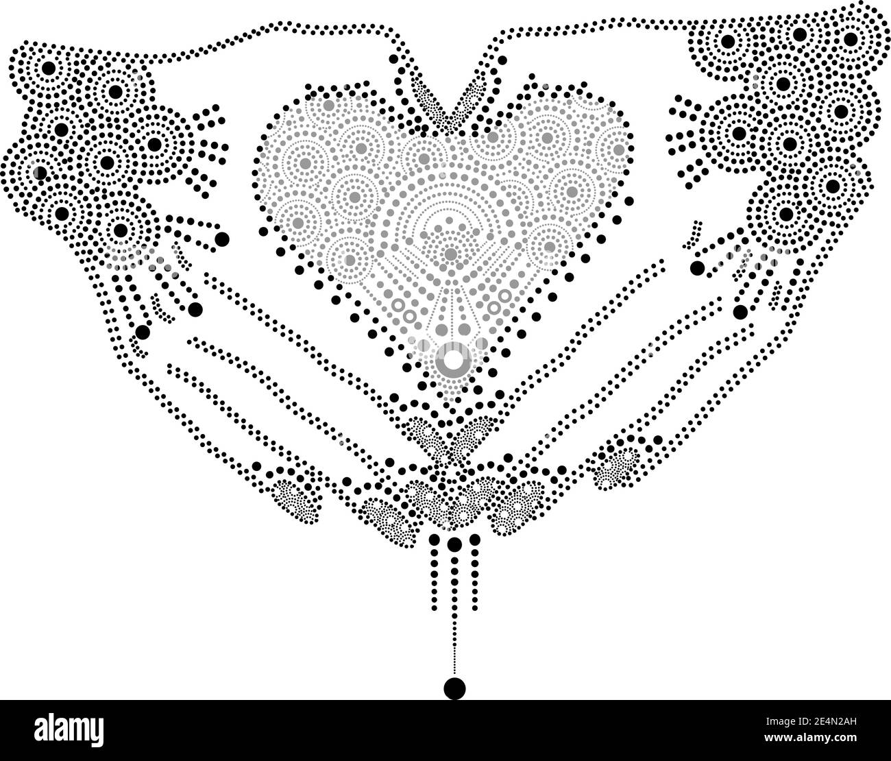 Vector illustration with hands making heart sign. Drawing imitation a ...