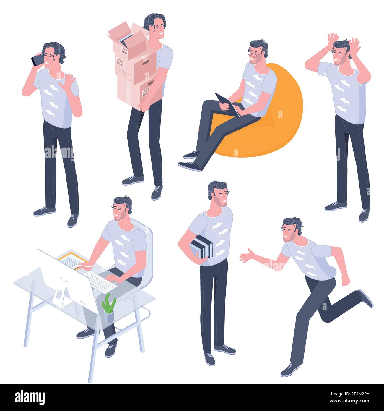 young men characters poses Stock Vector Image & Art - Alamy