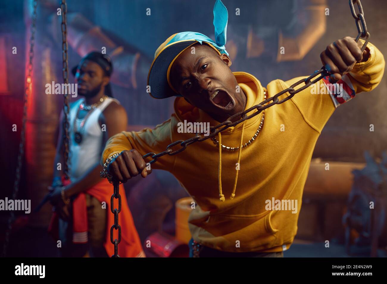 Two rappers, break-dance performing in studio Stock Photo - Alamy