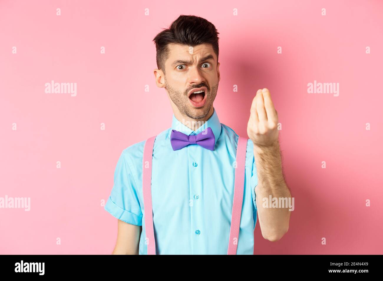 Impulsive young man having an arument, prove someone wrong, showing ...