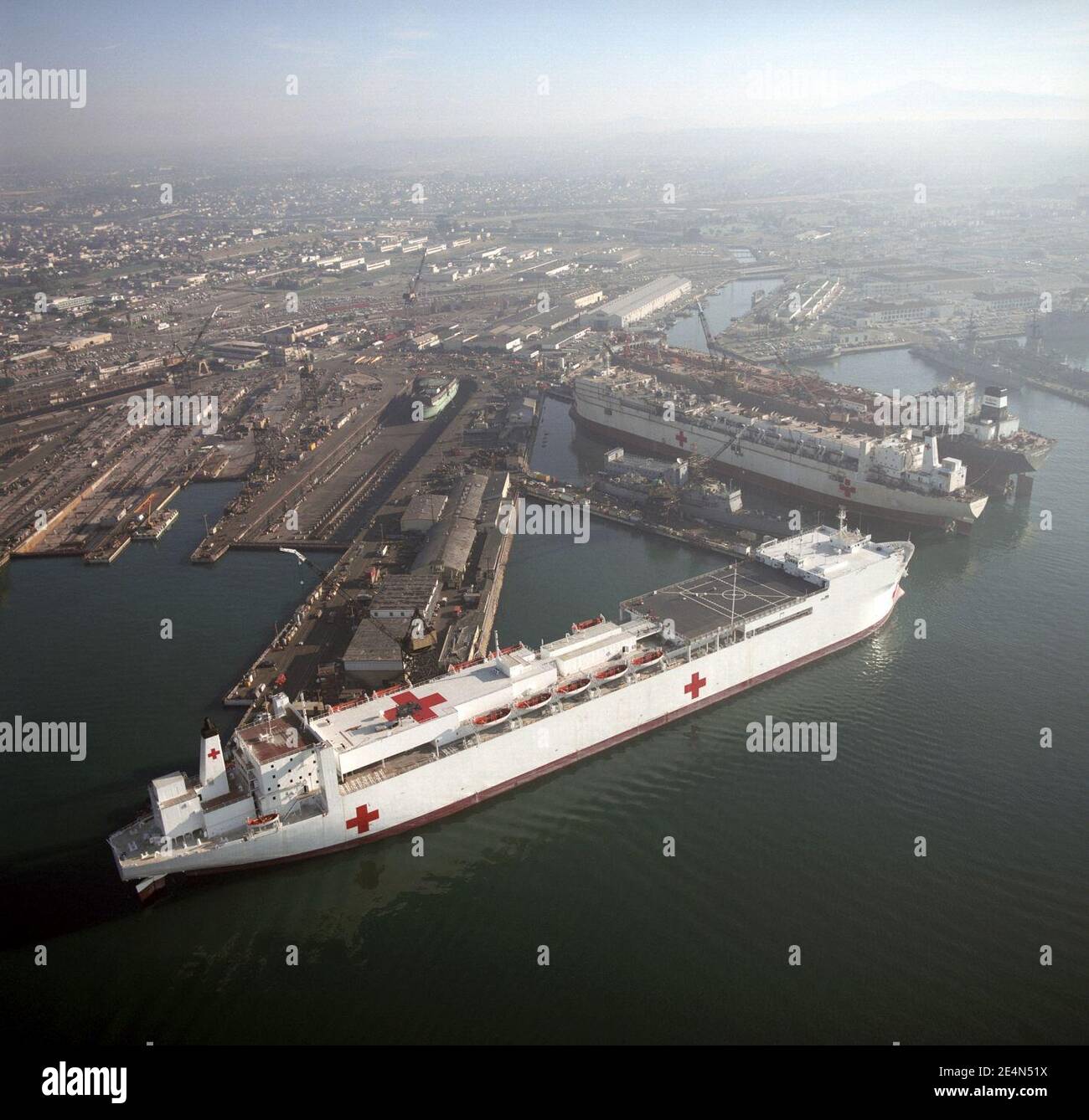 Mercy-class hospital ships at NASSCO in 1986 Stock Photo - Alamy