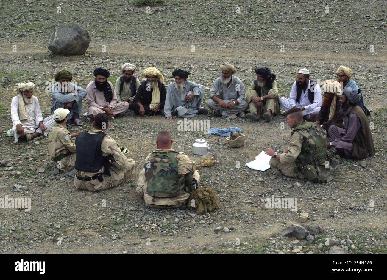 Meeting between US forces and Afghan villagers Stock Photo - Alamy
