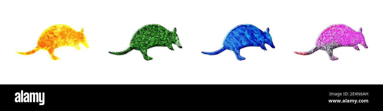 An illustration of four rats with colorful textures isolated on a white ...
