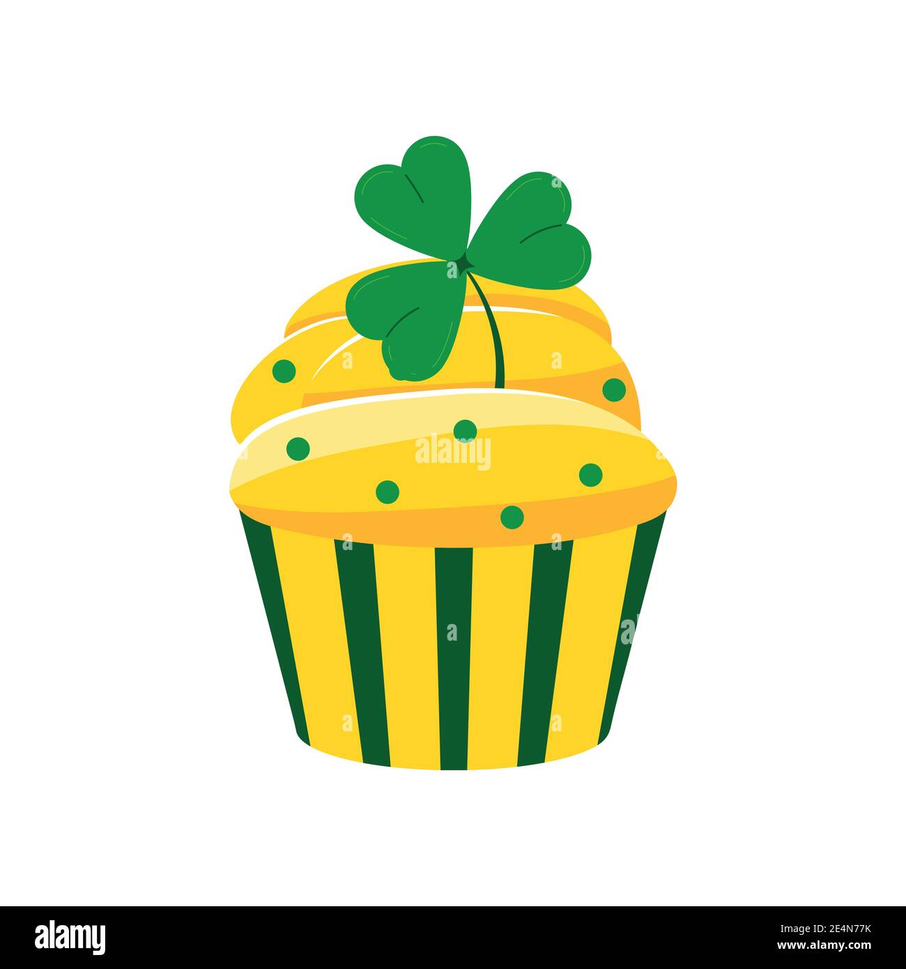 St Patrick cupcake with shamrock isolated on white background Stock ...