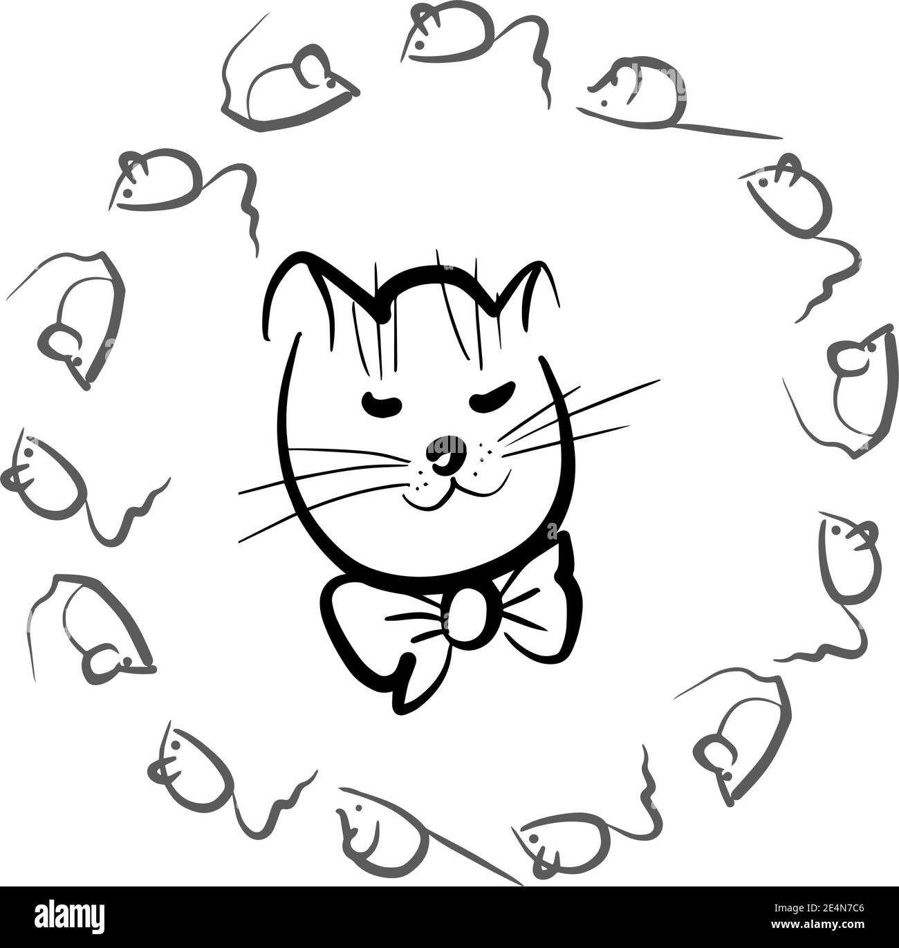 Cat with mouse drawing Black and White Stock Photos & Images - Alamy