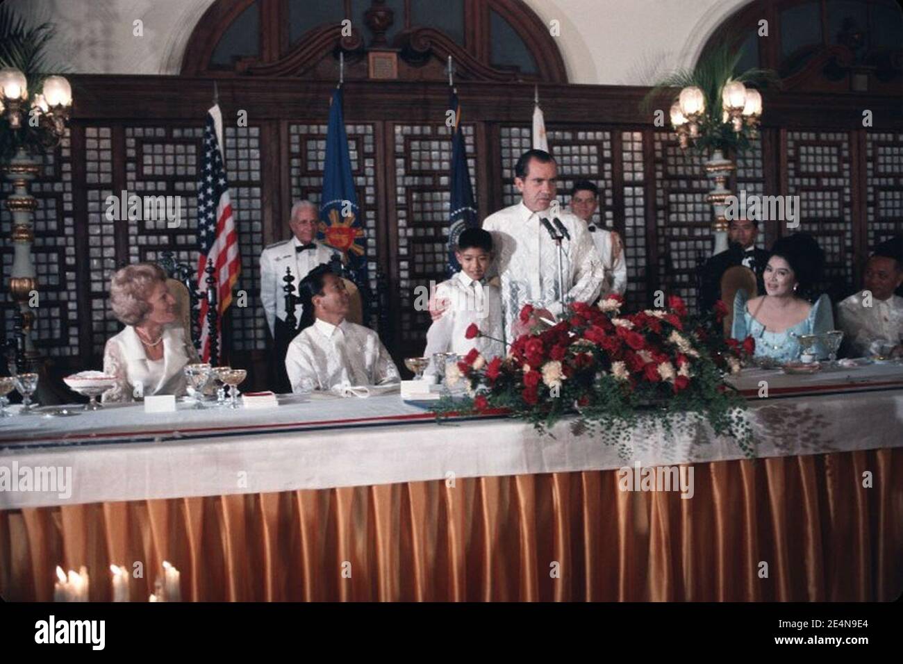 Meeting of the Marcoses and the Nixons in 1969 at the Malacañang Palace ...