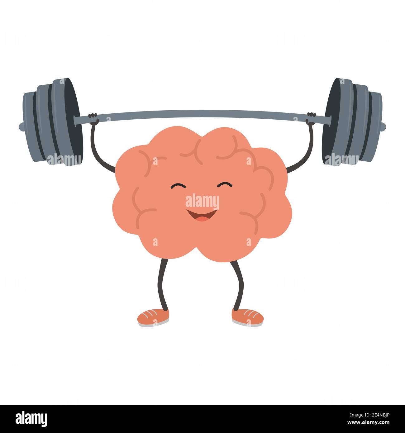 Strong powerful brain holding heavy barbell. Intelligence, mind ... Strong powerful brain holding heavy barbell. Intelligence, mind ...
