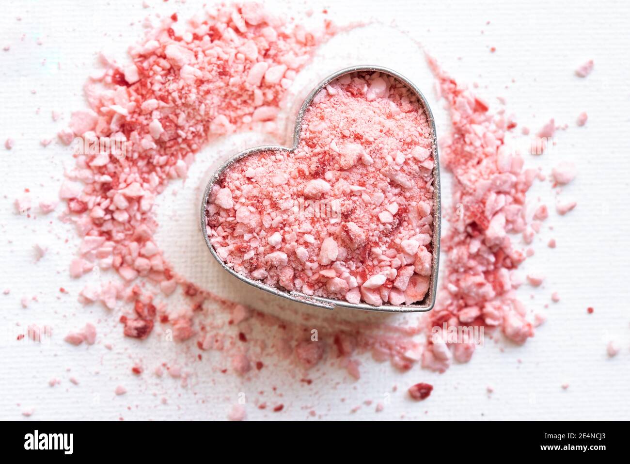 Crushed Peppermint Candy in a Heart Shape Stock Photo - Alamy