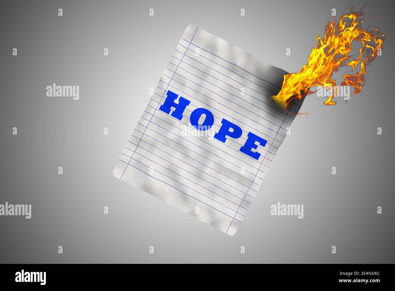 hope on paper catching fire demonstrating lost hope concept. 3D ...