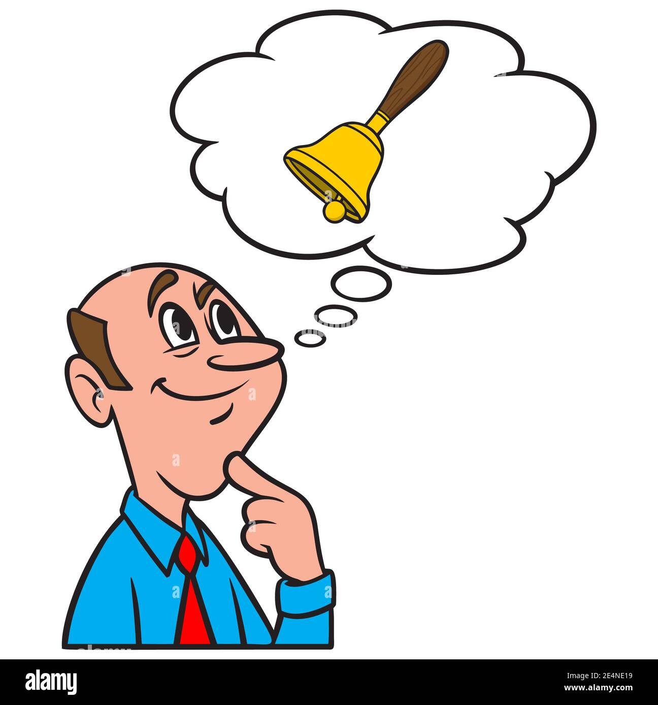Thinking about a School Bell - A cartoon illustration of a man thinking ...