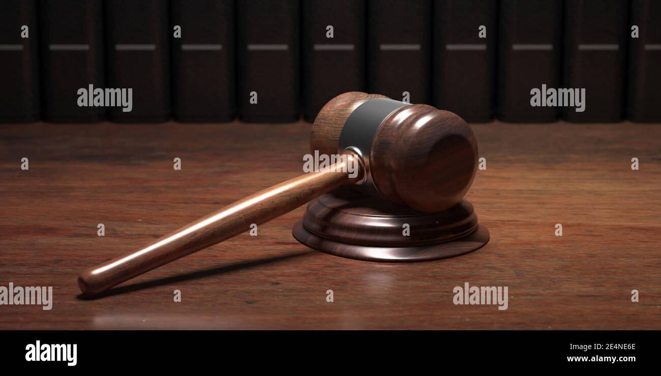 Judge gavel on wooden desk, law books background Lawyer office ...