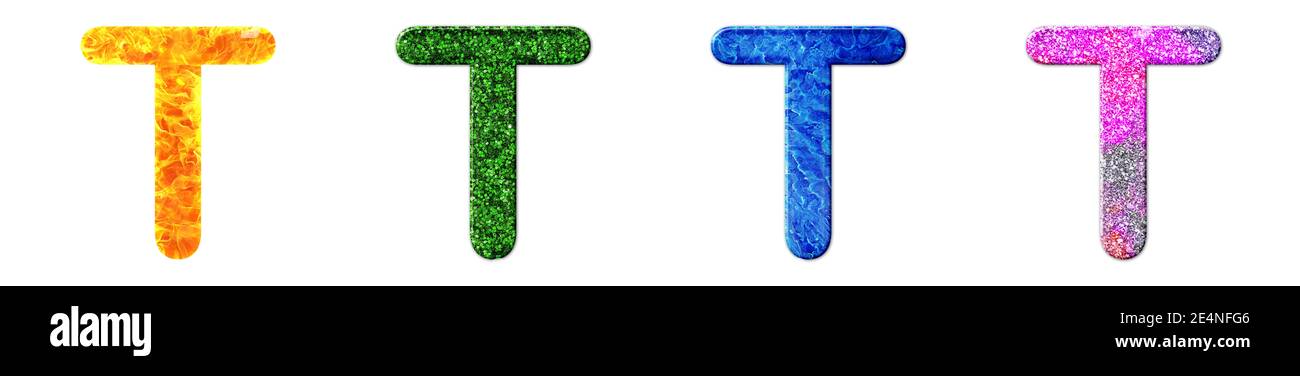 Illustration of the letter "T" with colorful textures isolated on a ...