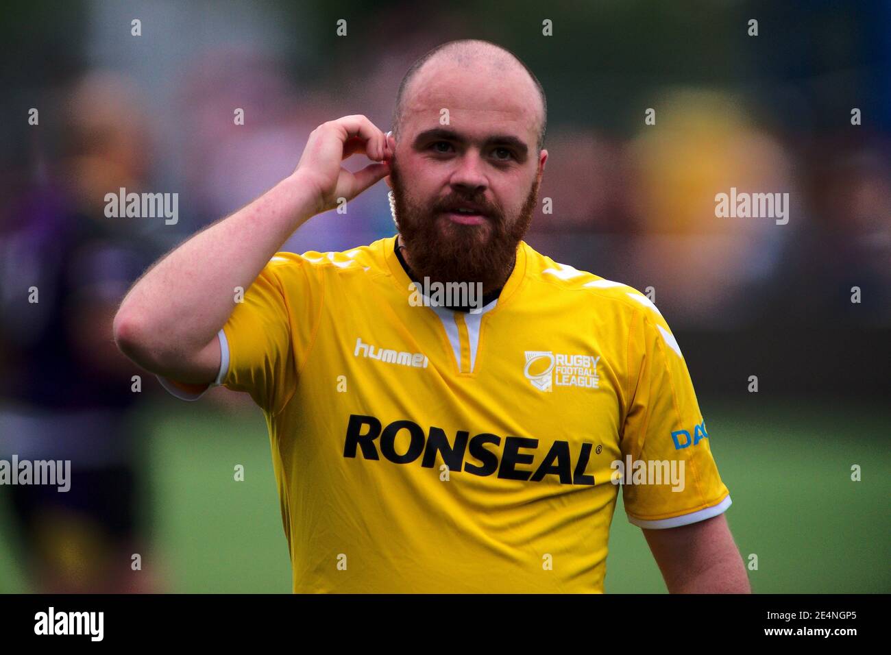 Newcastle upon Tyne, England, 19 May 2019. Referee Andy Sweet listening ...