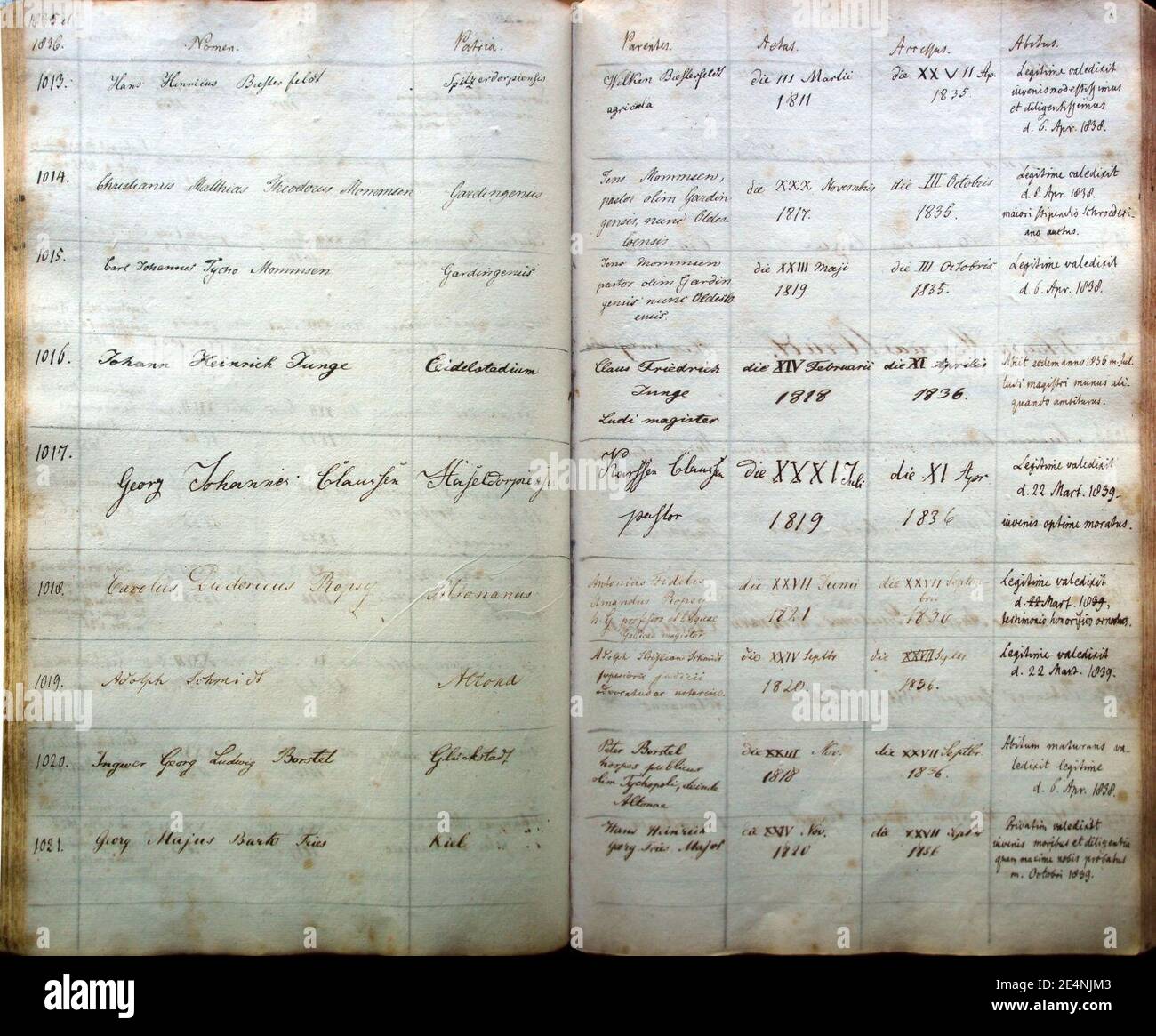 Matrikel christianeum M(257)1013 Stock Photo - Alamy