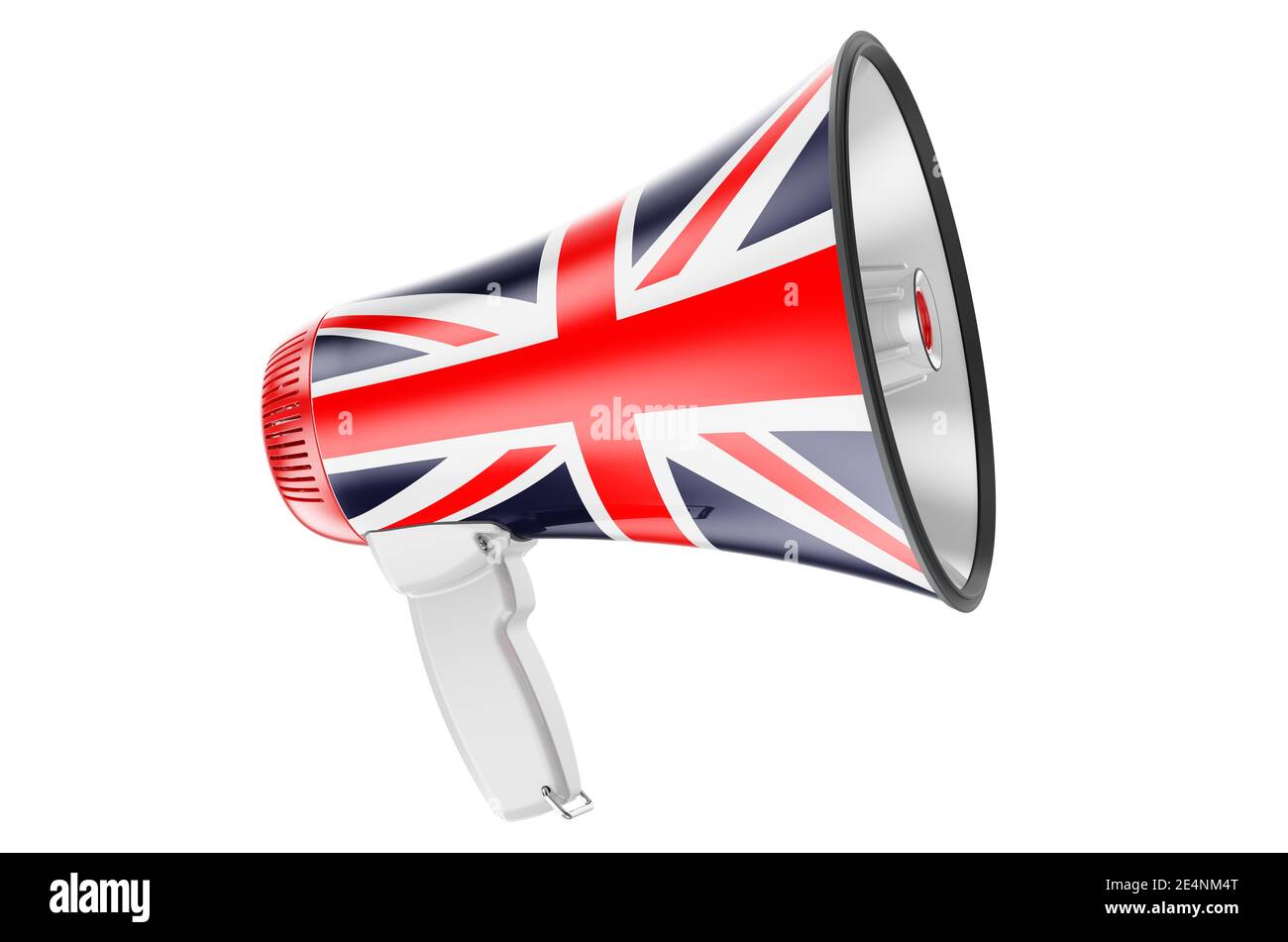 Megaphone with British flag, 3D rendering isolated on white background ...