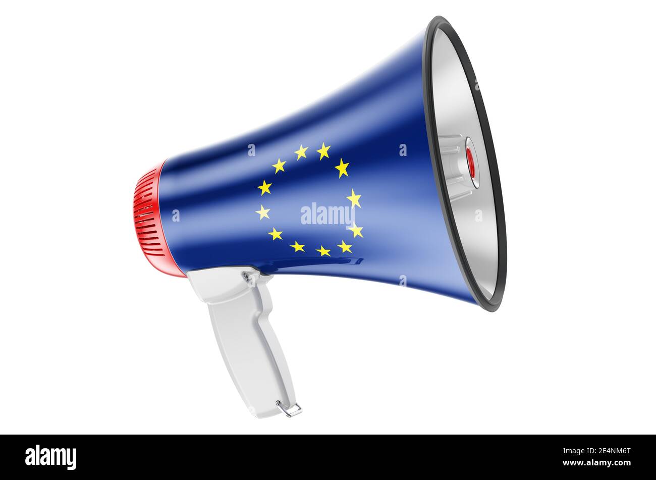 Megaphone with the European Union flag, 3D rendering isolated on white ...