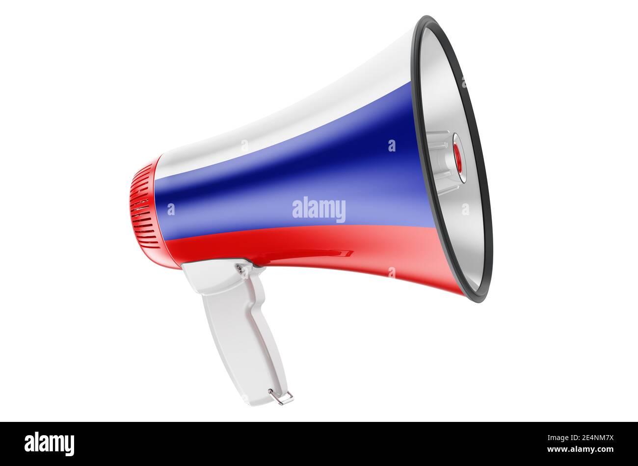 Megaphone with Russian flag, 3D rendering isolated on white background ...