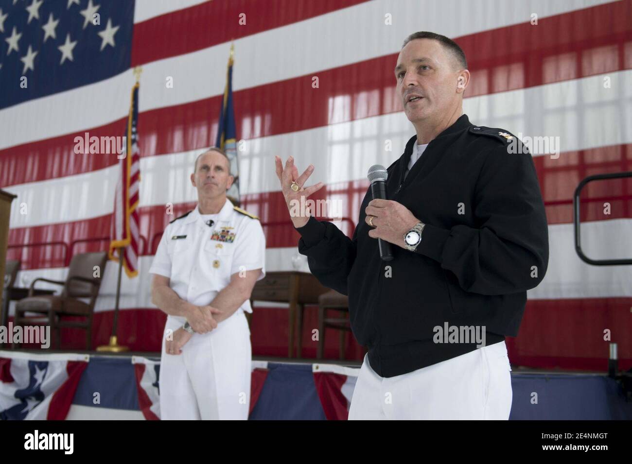 Master Chief Petty Officer of the U.S. Navy Mike Stevens, right, and ...