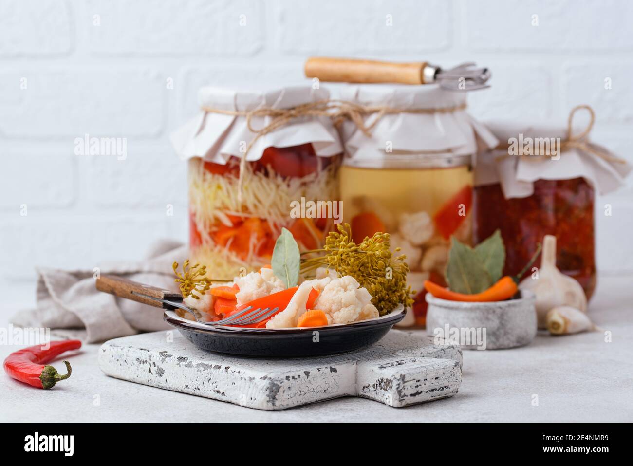 Assorted of pickled vegetables in jars Stock Photo - Alamy