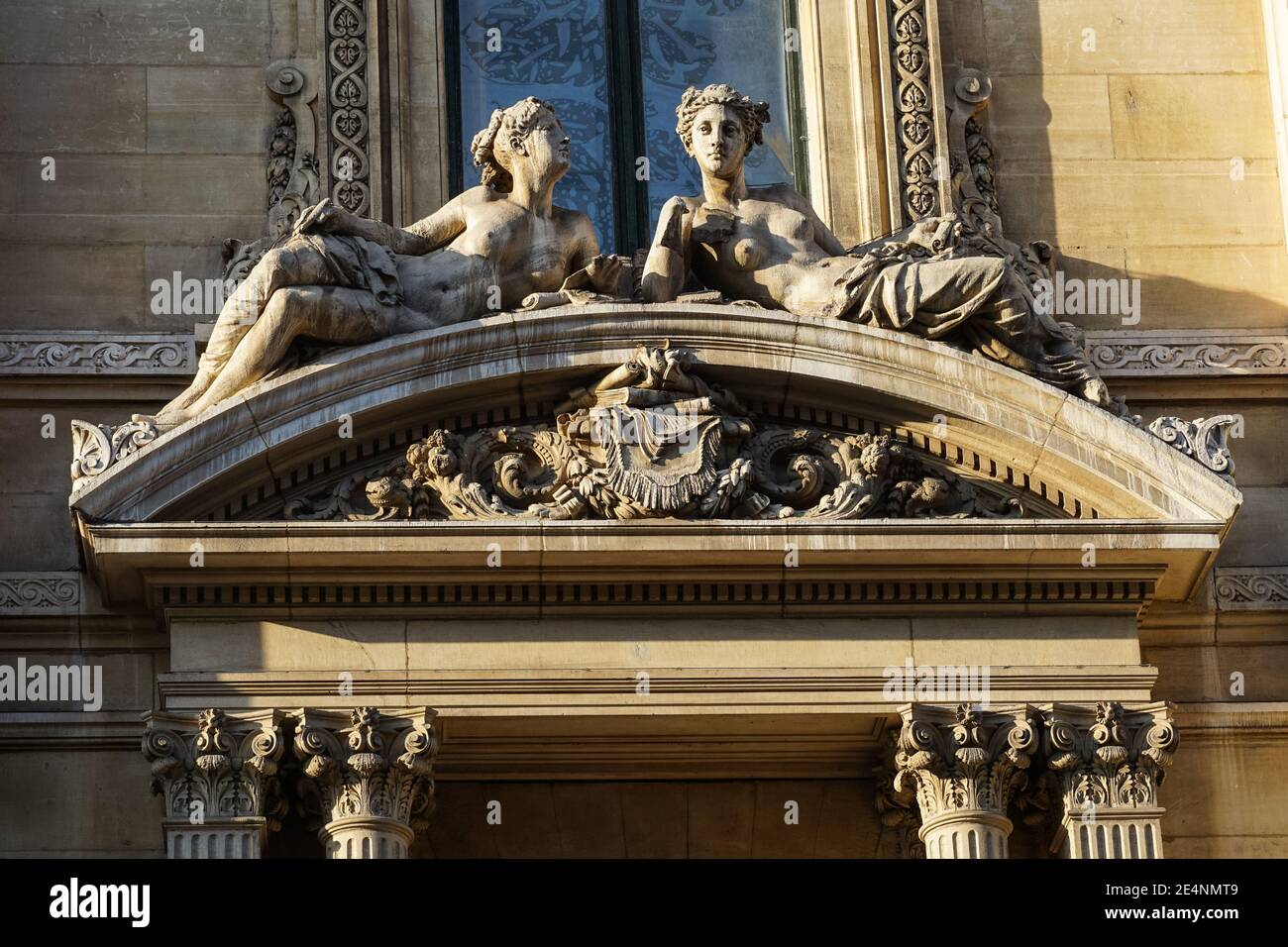 Ornamental sculptures on the facade of building in Brussels, Belgium ...