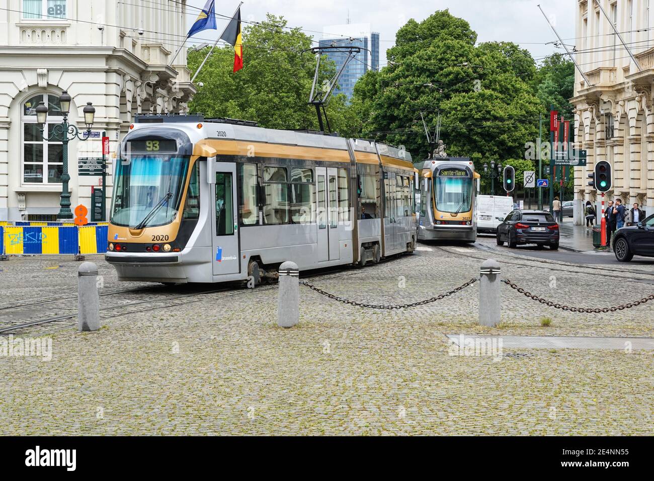Trams on the Place Royale in Brussels, Belgium Stock Photo - Alamy