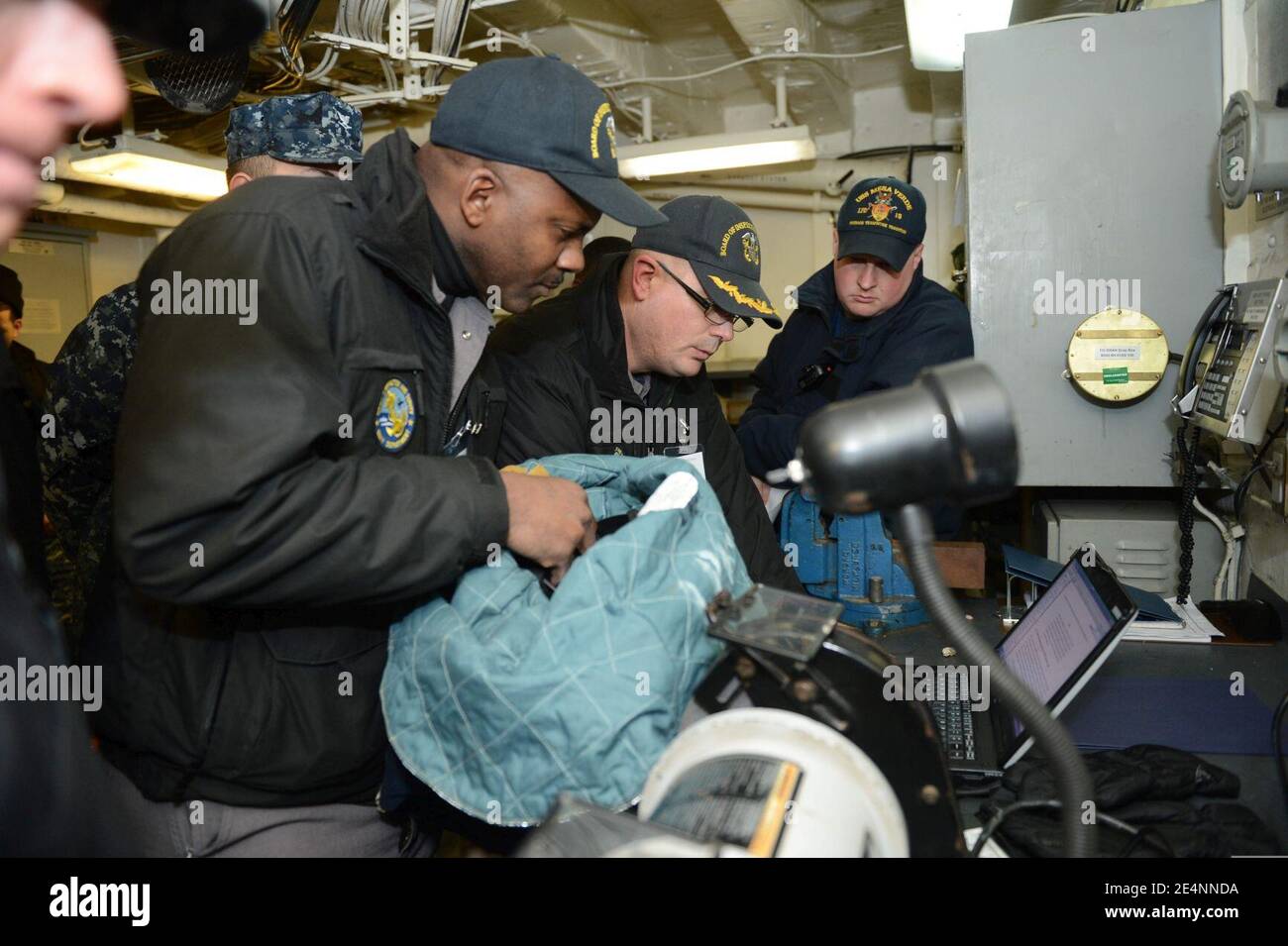 Members of a U.S. Navy Board of Inspection and Survey (INSURV) verify ...
