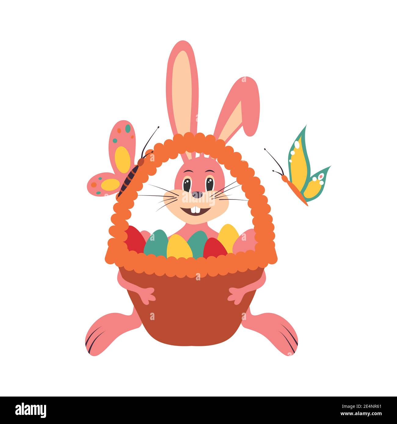 Cute Easter bunny. Vector illustration on white isolated background ...
