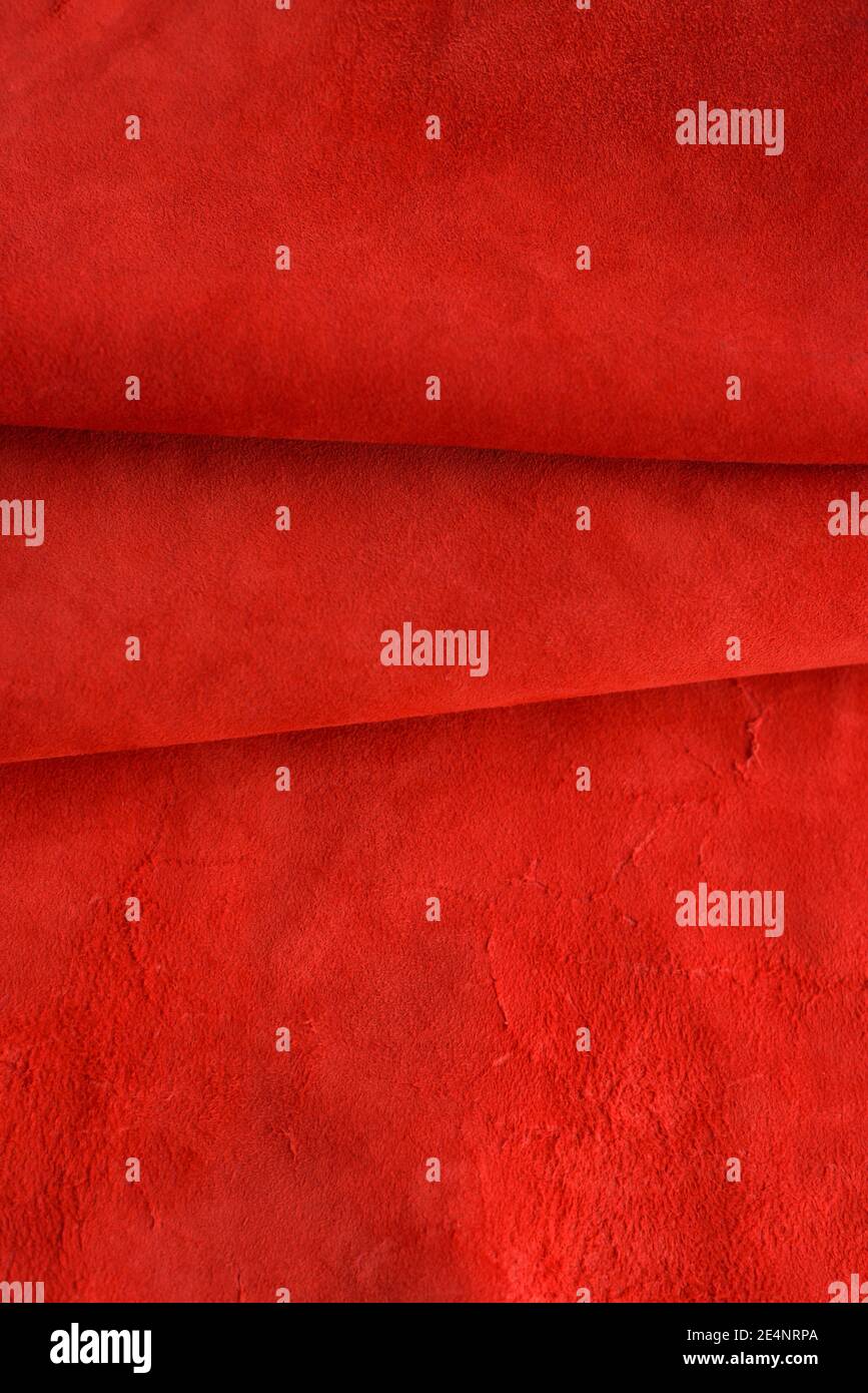 Felt material macro. Red suede texture. Fabric, leather, material for ...