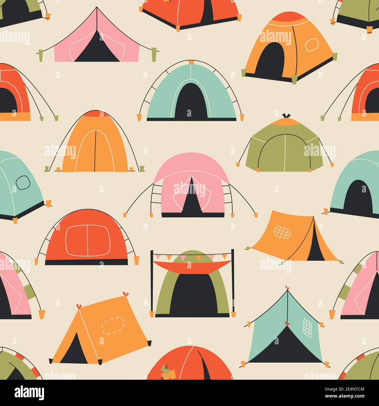 Set of tourist tents. Pattern. Vector illustration - collection of ...
