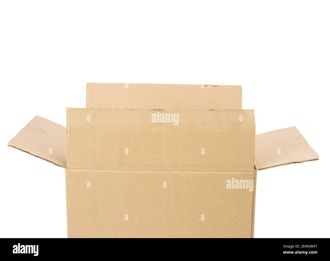 open cardboard rectangular box made of corrugated brown paper isolated ...