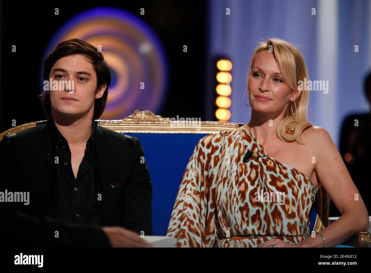 Actor Aurelien Wiik (L) and Model Estelle Lefebure attend the taping of ...