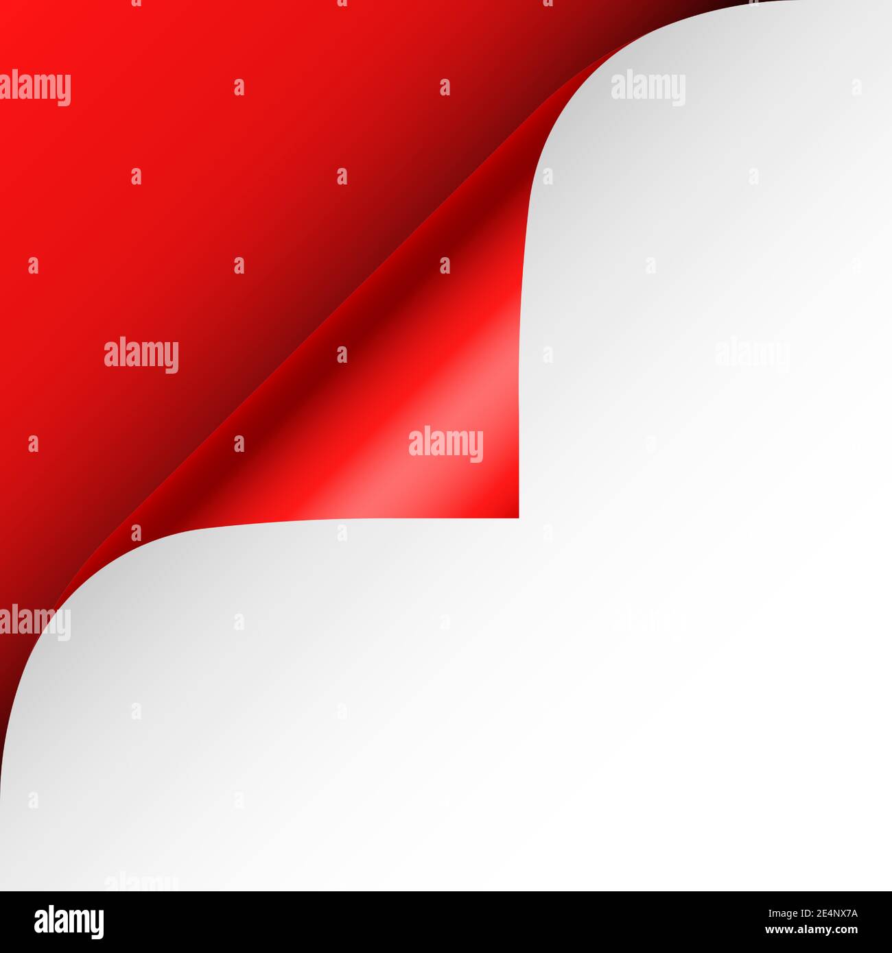 Red paper curl. Curled page corner with shadow. Blank sheet of paper ...