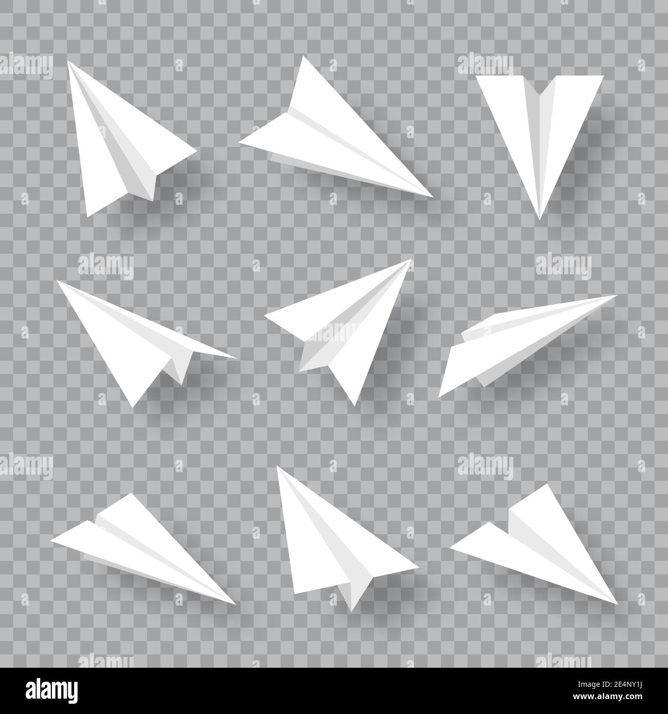 Realistic handmade paper planes collection on transparent background ...