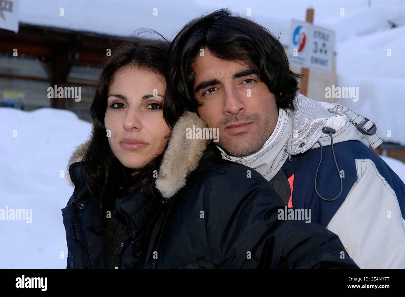 Gregory Basso and his Girlfriend Michaella pose on a ski doo during the ...