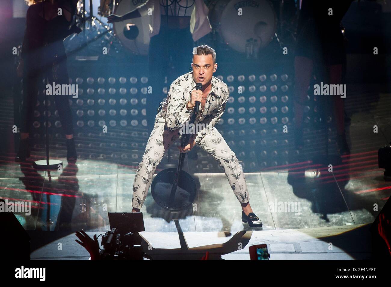 Robbie Williams performs live on stage as part of the Apple Music ...