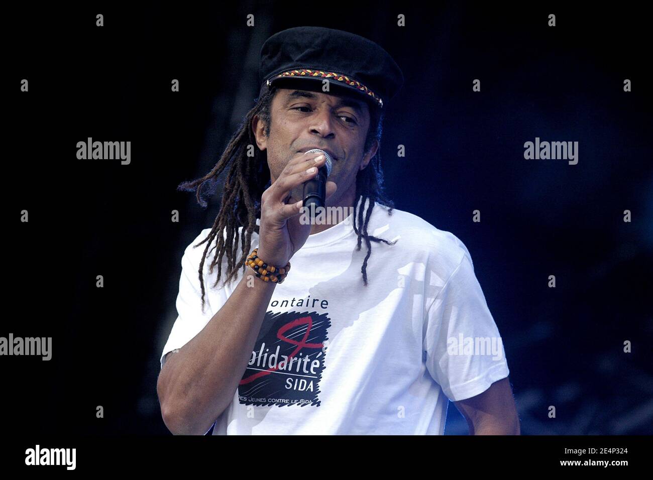 French singer Yannick Noah performs live on stage during 9th edition of ...
