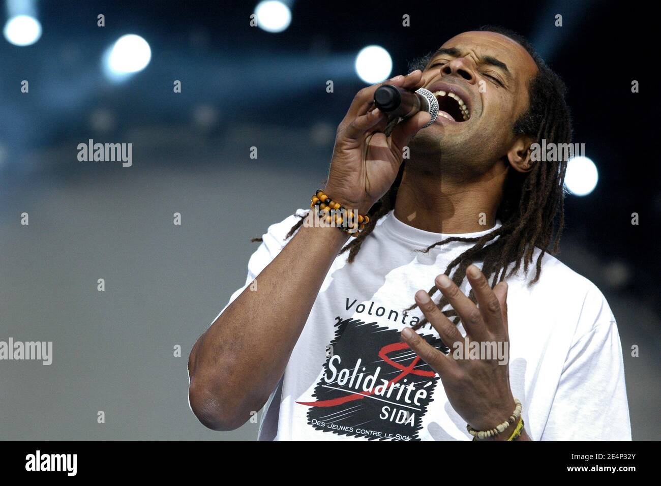 French singer Yannick Noah performs live on stage during 9th edition of ...