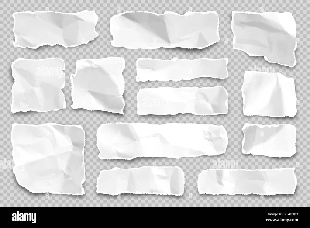 Ripped paper strips on transparent background. Realistic crumpled paper ...