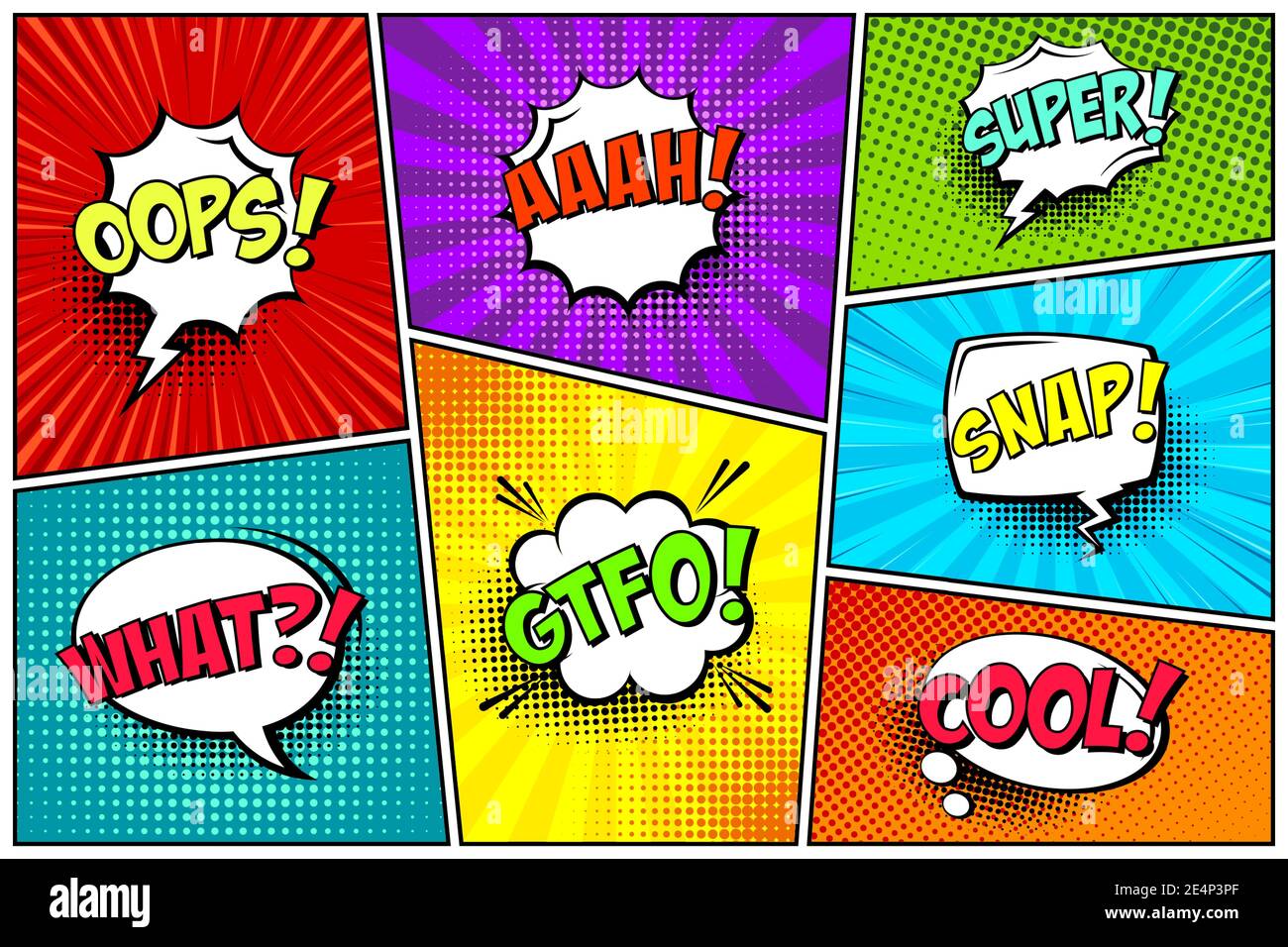 Cartoon comic backgrounds set. Speech bubble. Comics book colorful ...