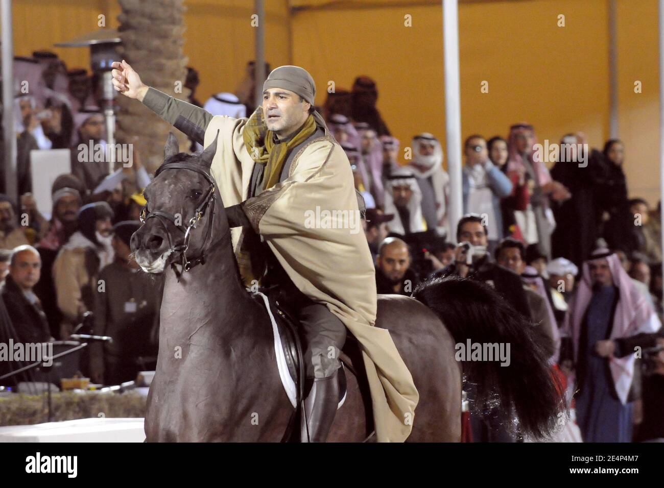 Lebanese singer Assi Hellani sings on a horse during the closing ...